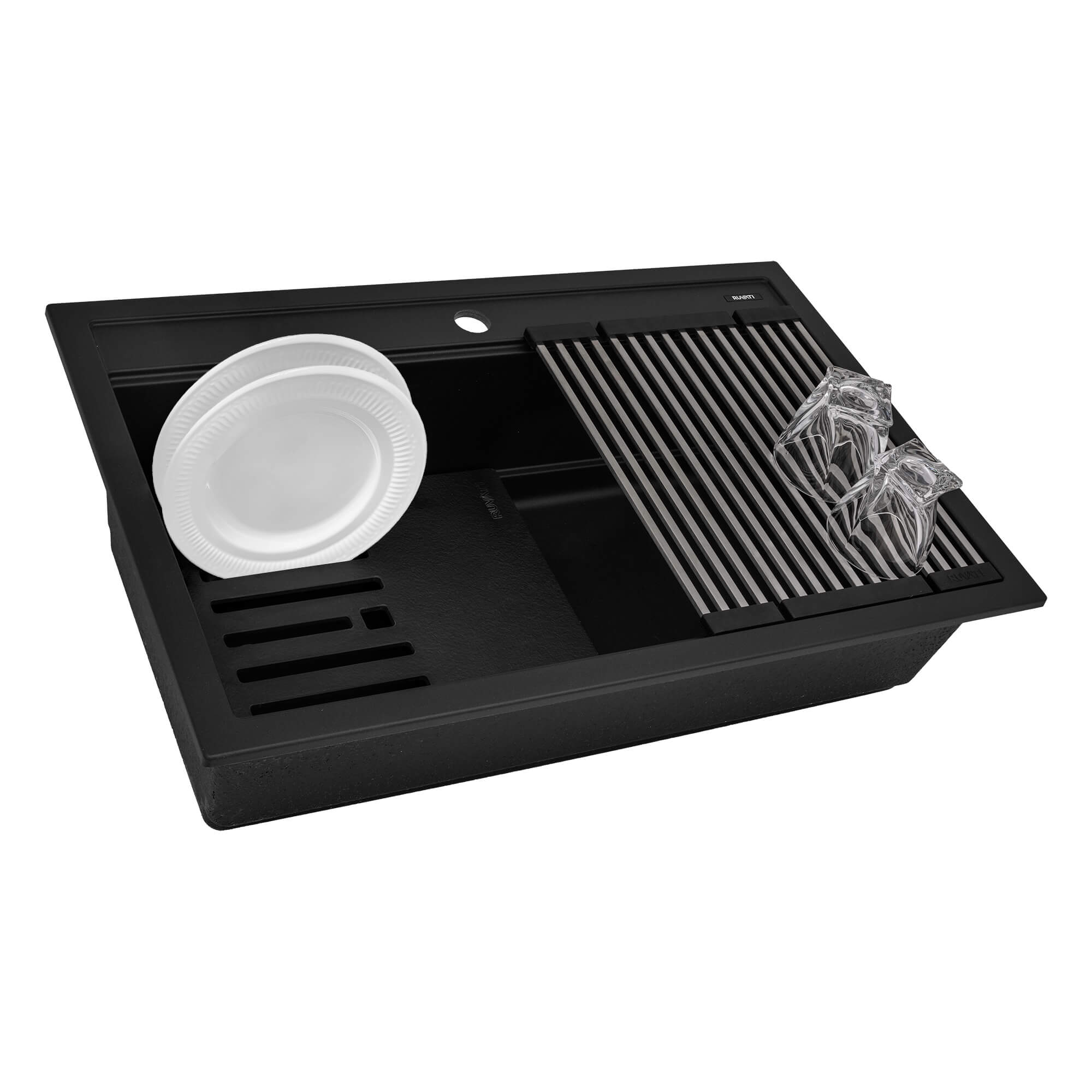 Ruvati 31-inch epiCube Granite Composite Quartz Workstation Matte Blac ...