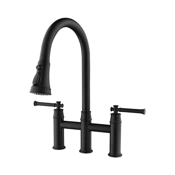8” Double Handle 3 Hole Kitchen Faucet in Matte Black – Model# KSK8239 ...