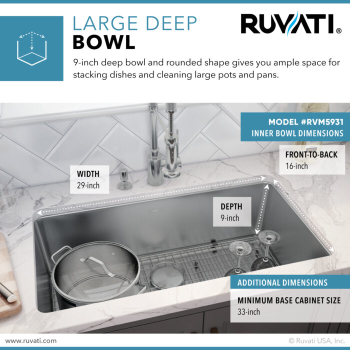 Modena Model: RVM5931 Ruvati 31-inch Undermount Kitchen Sink 16 Gauge ...